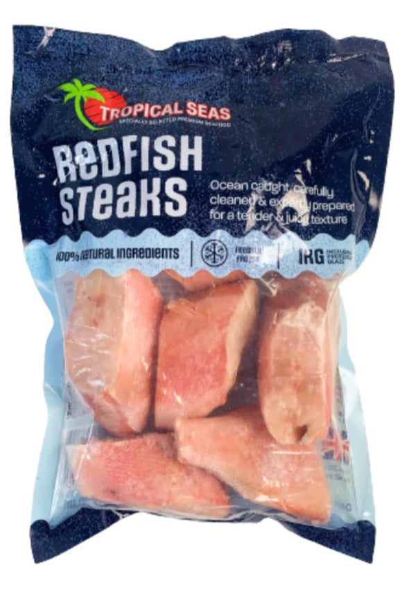 Tropical Seas Frozen Redfish Steaks | Fillets 1kg – Exotic Express